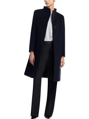 Cinzia Rocca Notch Stand Collar Long Coat - Black
