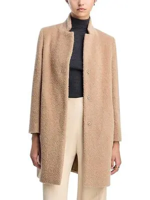 Cinzia Rocca Stand Notch Collar Snap Front Coat - Light Camel