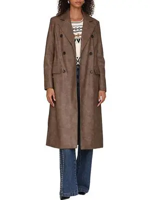 AVEC LES FILLES Faux-Ever Leather Trench Coat