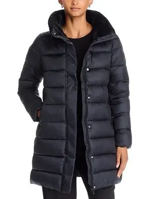 SAVE THE DUCK Dalea Faux Fur Trim Puffer Coat - Black