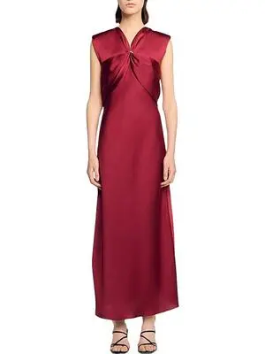 Sandro V-neck Maxi Dress - Bordeaux