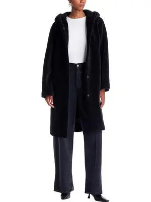 Bernardo Hooded Sherpa Coat - Black