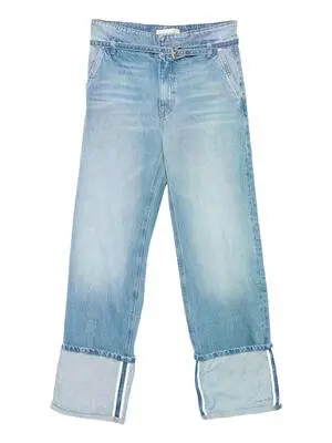 Brandon Maxwell Cuffed Belted-waistband Denim Jeans - Blue