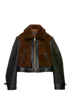 Prada Shearling-panelled Leather Jacket - Black