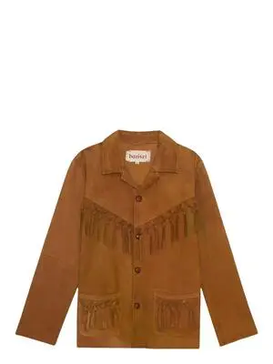 BAZISZT Fringe Detail Suede Jacket - Brown
