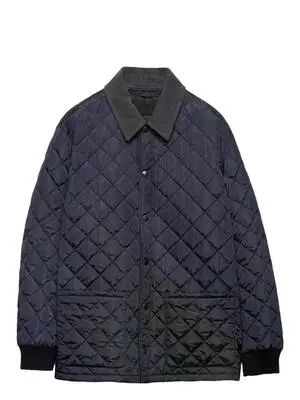 Prada Quilted Jacket With Corduroy Collar - Blue