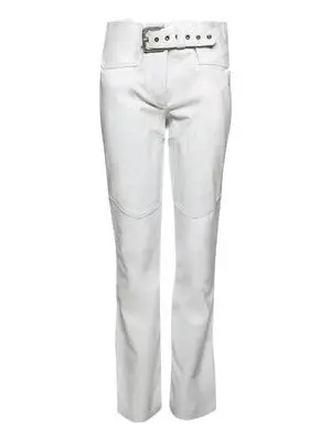 ANGELICA MONTINI Belted Leather Trousers - White