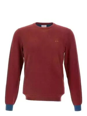 SUN 68 Ribbed Cuff Sweater With Elbow Patches - Red