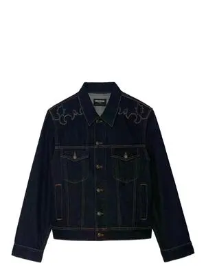 Zadig&Voltaire Embroidered Denim Trucker Jacket - Blue