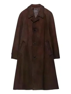 Prada Raglan-sleeve Suede Coat - Brown