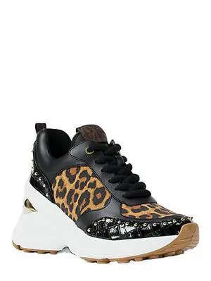 Michael Kors Katrina Mixed-media Trainer - Brown