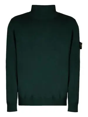 Stone Island Virgin Wool Turtleneck Sweater - Green