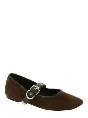 3.1 Phillip Lim Suede Mary Jane Flats - Chocolate