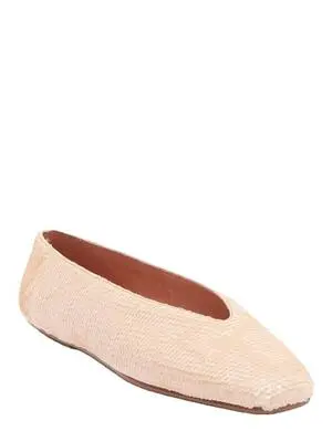Jeffrey Campbell Fathom Sequin Square Toe Flat - Blush