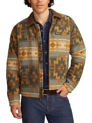 Lucky Brand Blanket Jacquard Cotton Zip-up Jacket - Blue Multi