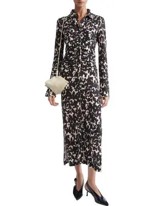 ALTUZARRA Claudia Printed Ruched Shirtdress
