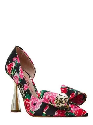 Betsey Johnson Kyliee Half D'Orsay Pointed Toe Pumps Leopard Floral