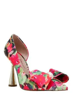 Betsey Johnson Kyliee Half D'Orsay Pointed Toe Pumps Red/green Floral