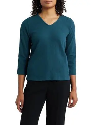 Eileen Fisher V-neck Textured Top - Alpine