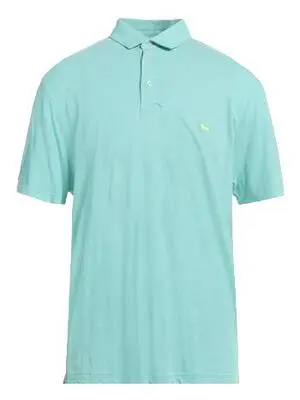 HARMONT & BLAINE Polo Shirt Turquoise Size Linen, Cotton - Blue