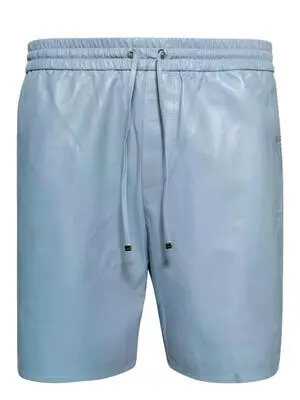 Amiri Leather Drawstring Shorts - Blue