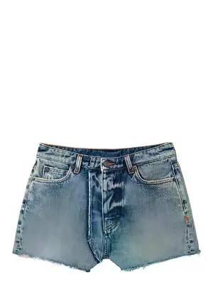 TWINSET Frayed-hem Denim Shorts - Blue