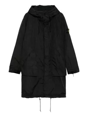 Stone Island Hooded Drawstring Coat - Black