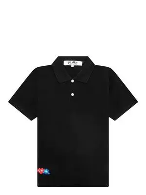 Play Comme Des Garcon X Invader Pixel-heart Polo Shirt - Black