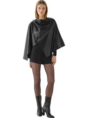 Veronica De Piante Keeva Nappa Leather Cape - Black