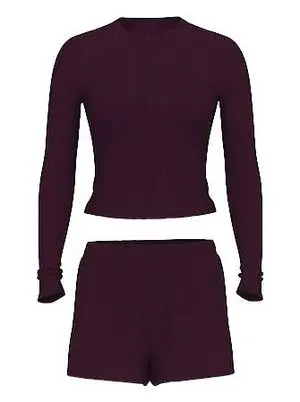 Victoria's Secret Wide-rib Long-sleeve Lounge Set - Purple