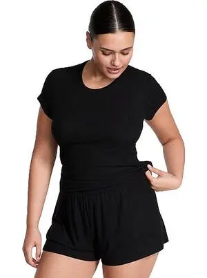 Victoria's Secret Wide-rib Modal Tee - Black