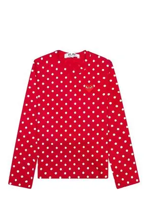 Play Comme Des Garcon Polka-dot Heart-logo T-shirt - Red