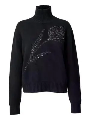 Carolina Herrera Sequin-embellished Turtleneck Sweater - Black