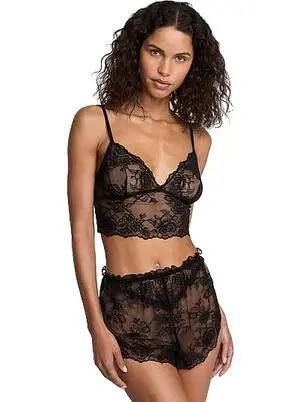 Victoria's Secret Rose Lace Cami And Shorts Set - Black