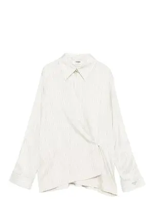Fendi Pinstripe Wrap-tie Blouse - White