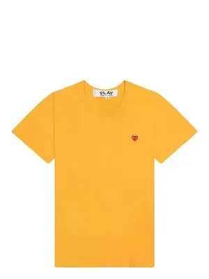 Play Comme Des Garcon Heart-embroidered T-shirt - Yellow