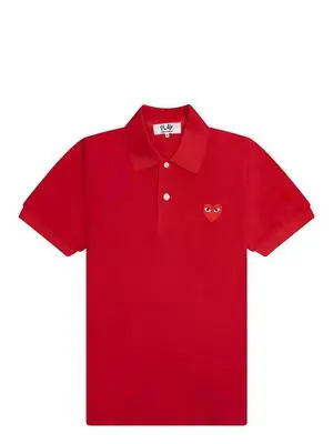 Play Comme Des Garcon Heart-emblem Polo Top - Red