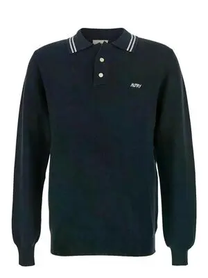 AUTRY Embroidered Long-sleeve Polo Shirt - Blue