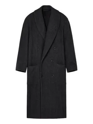 Giorgio Armani Long Coat In Chevron Cashmere Cloth - Two-tone