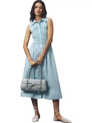 HUTCH Julissa Smocked Midi Dress - Sky Blue