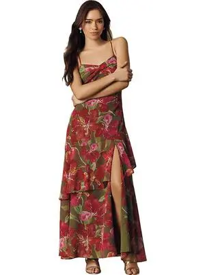 HUTCH Jamila Sleeveless Twist-front Maxi Dress - Pink Pattern