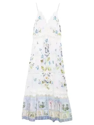 Camilla Floral Tiered Lace Dress - White
