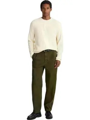 Madewell Pleated Twill Trousers - Olive Drab