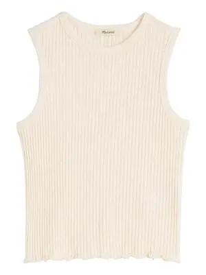 Madewell Lettuce-hem Ribbed Tank - Vintage Ivory