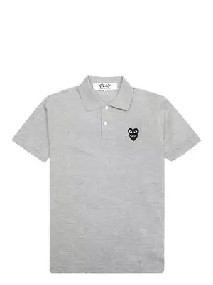 Play Comme Des Garcon Stacked Heart Polo Shirt - Grey
