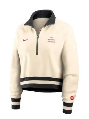 Nike Ohio State Legacy Cropped Quarter-zip Crew - Brown