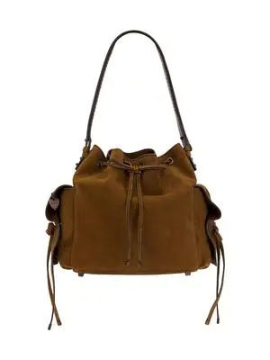 Acne Studios Multipocket Bucket Suede Bag - Cognac Brown