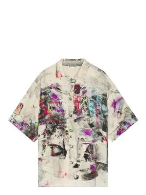 Acne Studios Setar Short Sleeve Shirt In White - White Multicolor