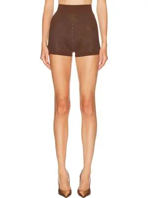David Koma Rhinestone Embroidered Shorts - Brown