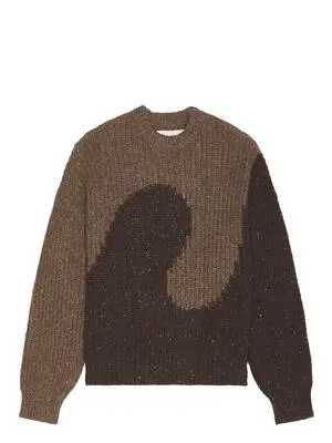 ERL Swirl Wool Crew Neck Knit Sweater - Brown